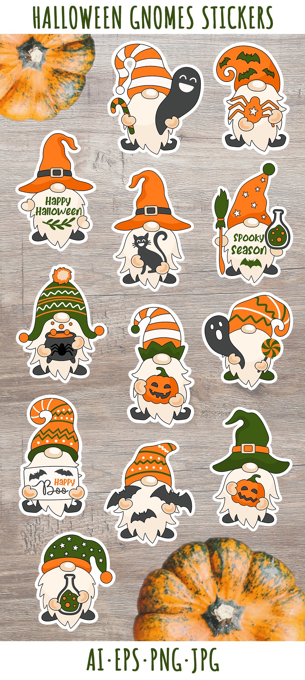 Halloween gnomes PNG stickers / Halloween sticker bundle
