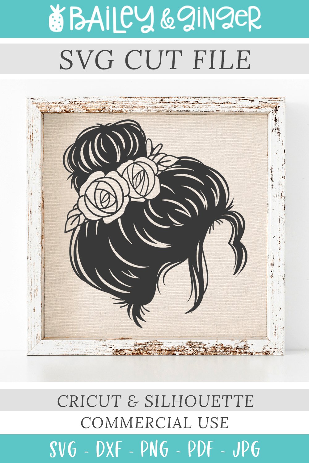 Messy Bun With Flowers SVG | Hairdresser SVG | Hair Stylist