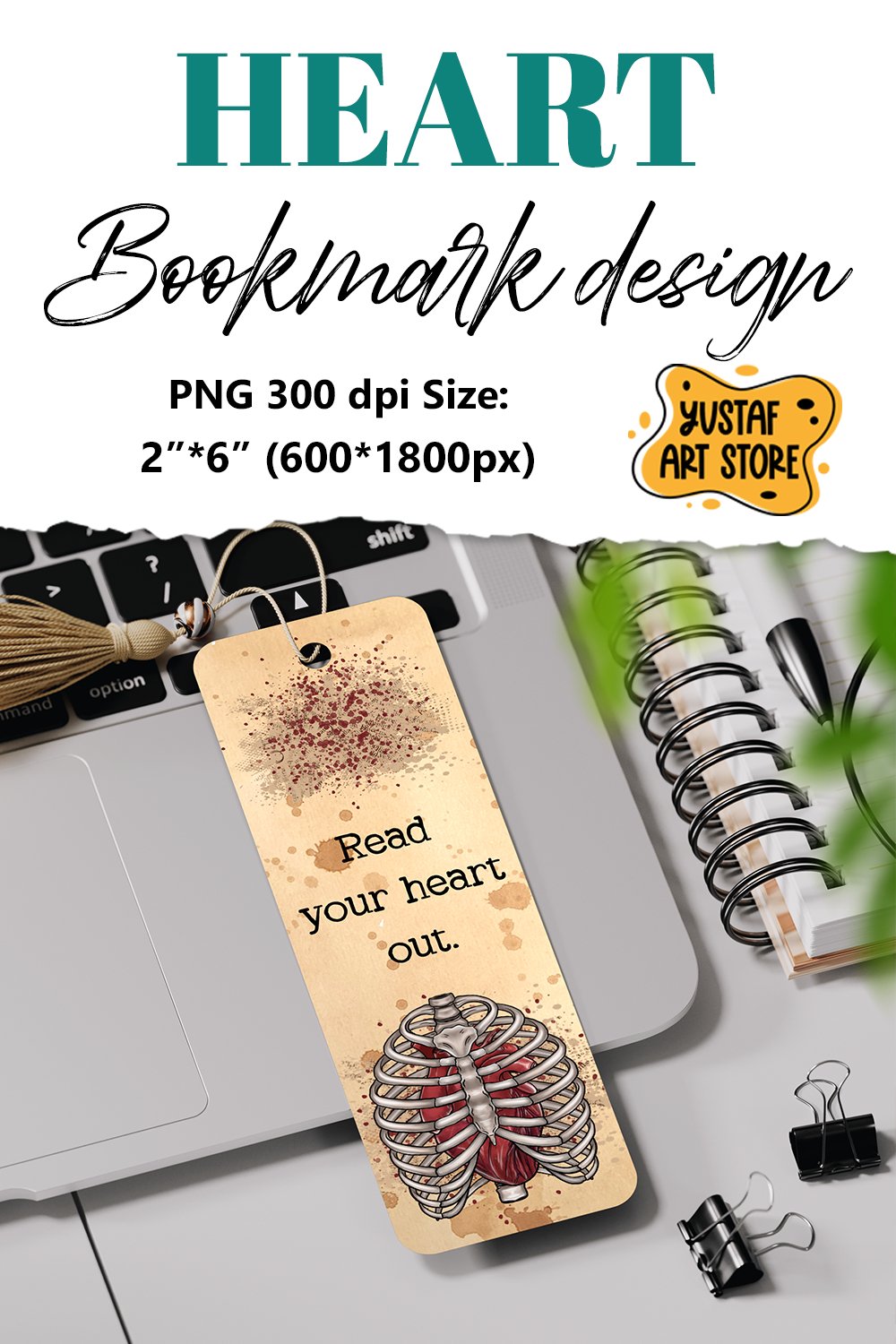 Anatomical Heart Bookmark printable. Read your (3211927)