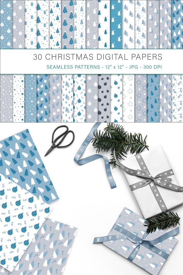 Christmas digital papers - 30 Seamless Designs (913855)