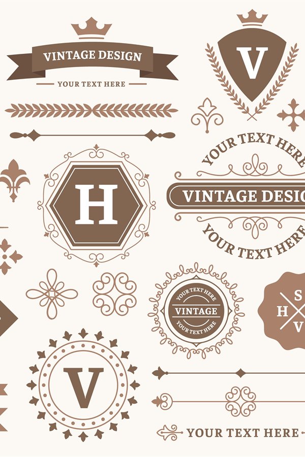 Vintage sign borders. Elegant frame, luxurious old design an