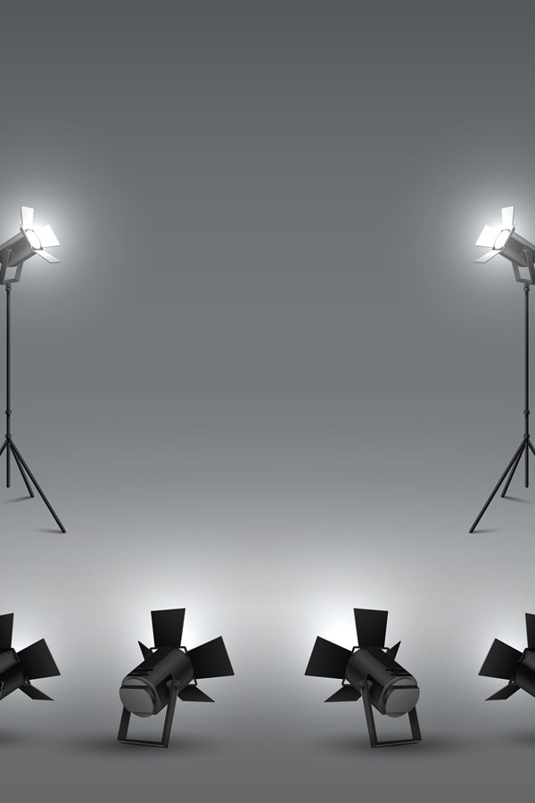 Realistic spotlight. Studio light effects, floodlights and s