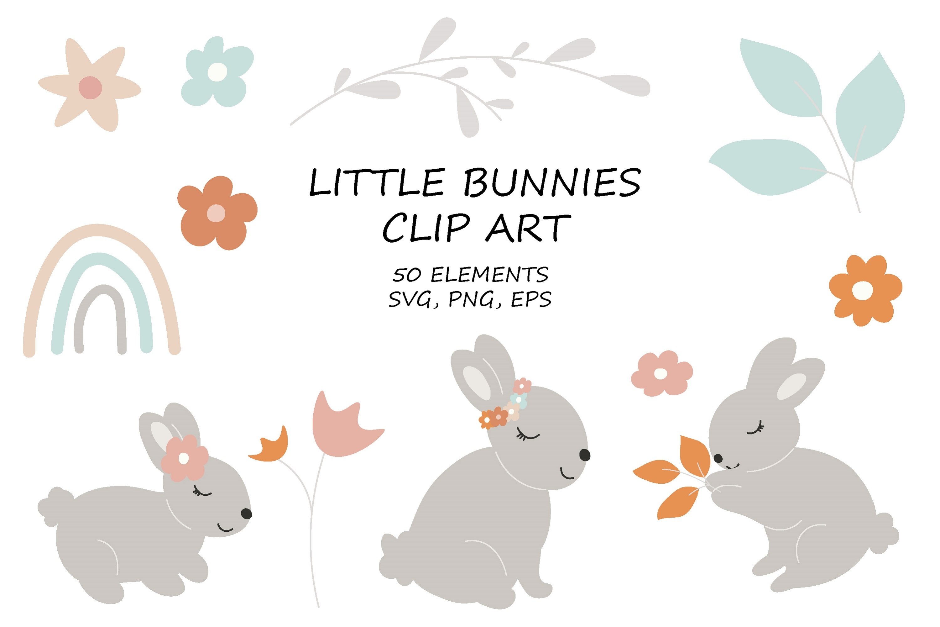 Little Bunnies Clip Art Bundle Sublimation / Easter SVG