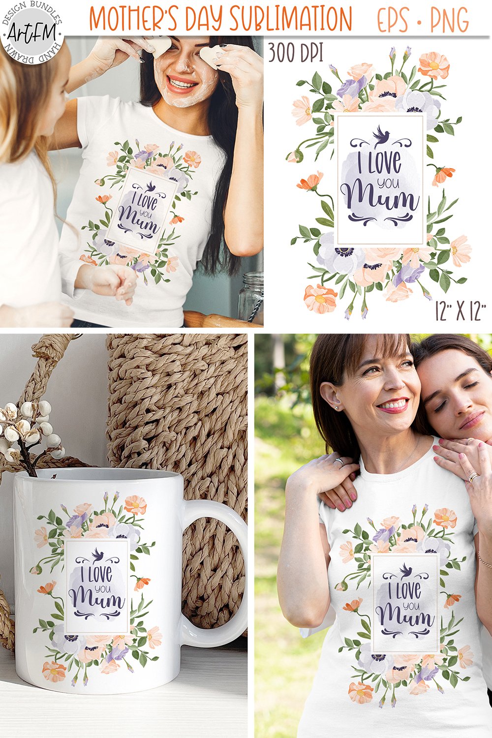 I Love You Mum PNG | Mothers Day Sublimation Print