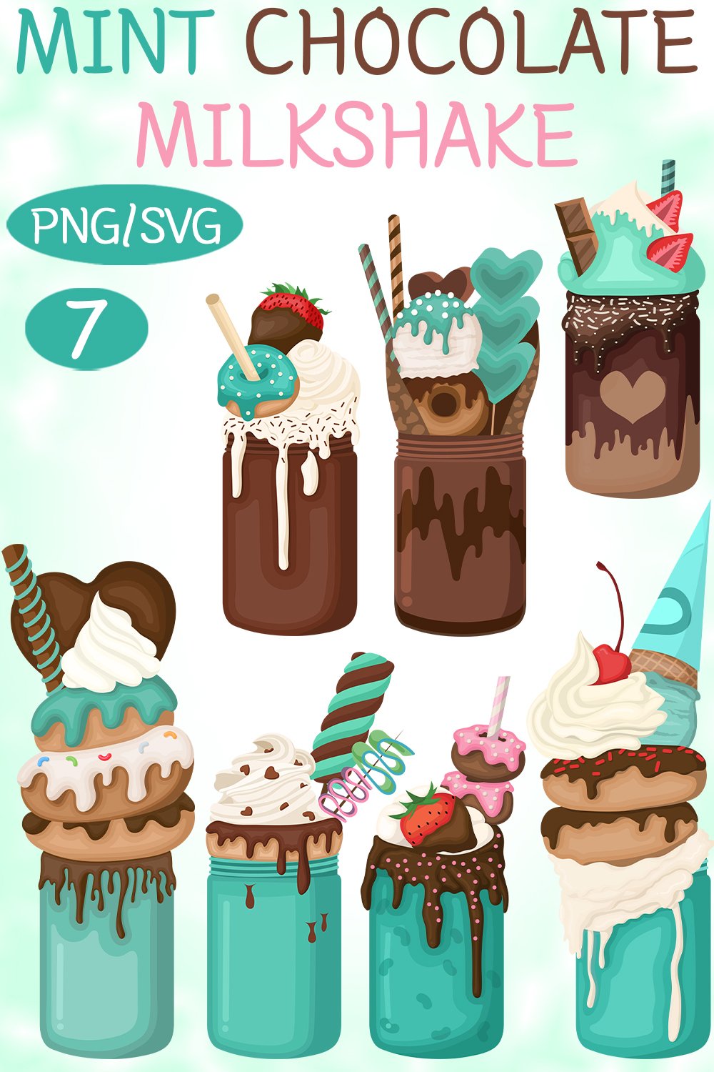 Mint Chocolate Milkshake | Ice Cream | Parfait | SVG | PNG