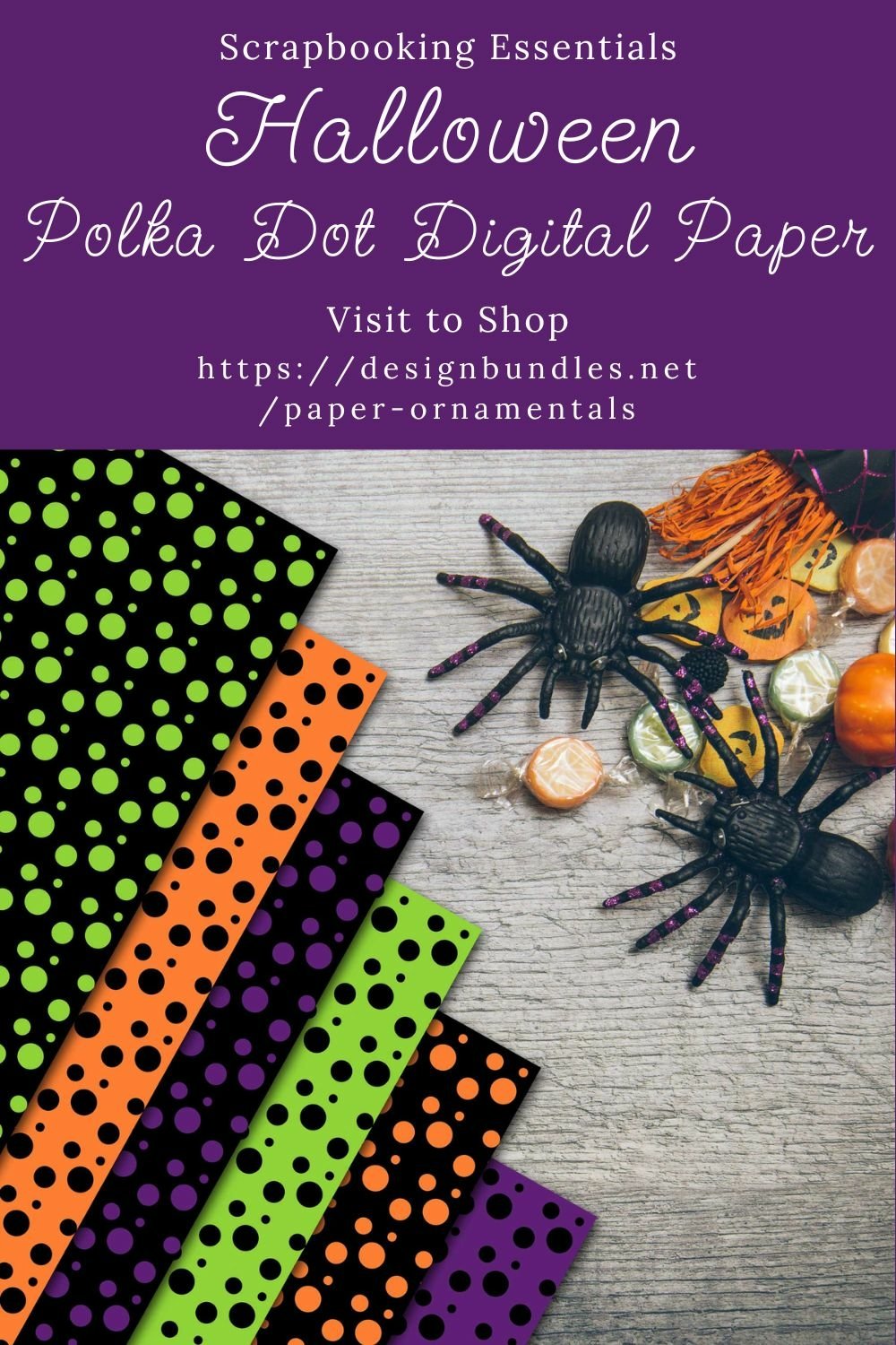 Halloween Polka Dot Digital Paper For Crafts & Background