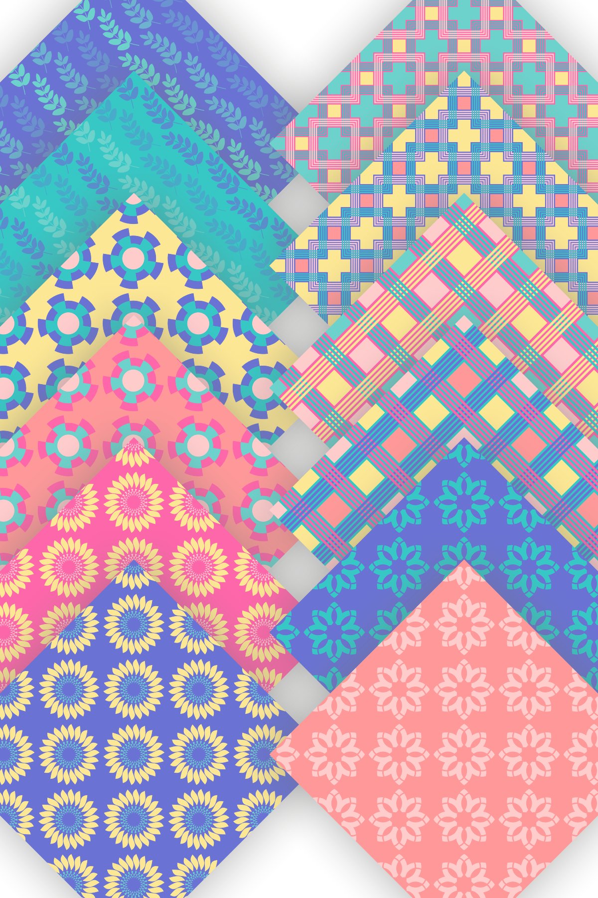 Assorted Patterns Summer Colors Seamless Digital Papers Set