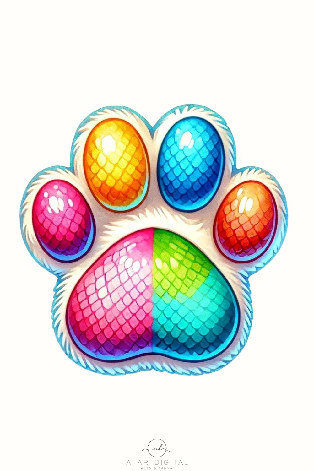 Colorful Dog Paw Print PNG for Dog Lovers, Digital Downloads