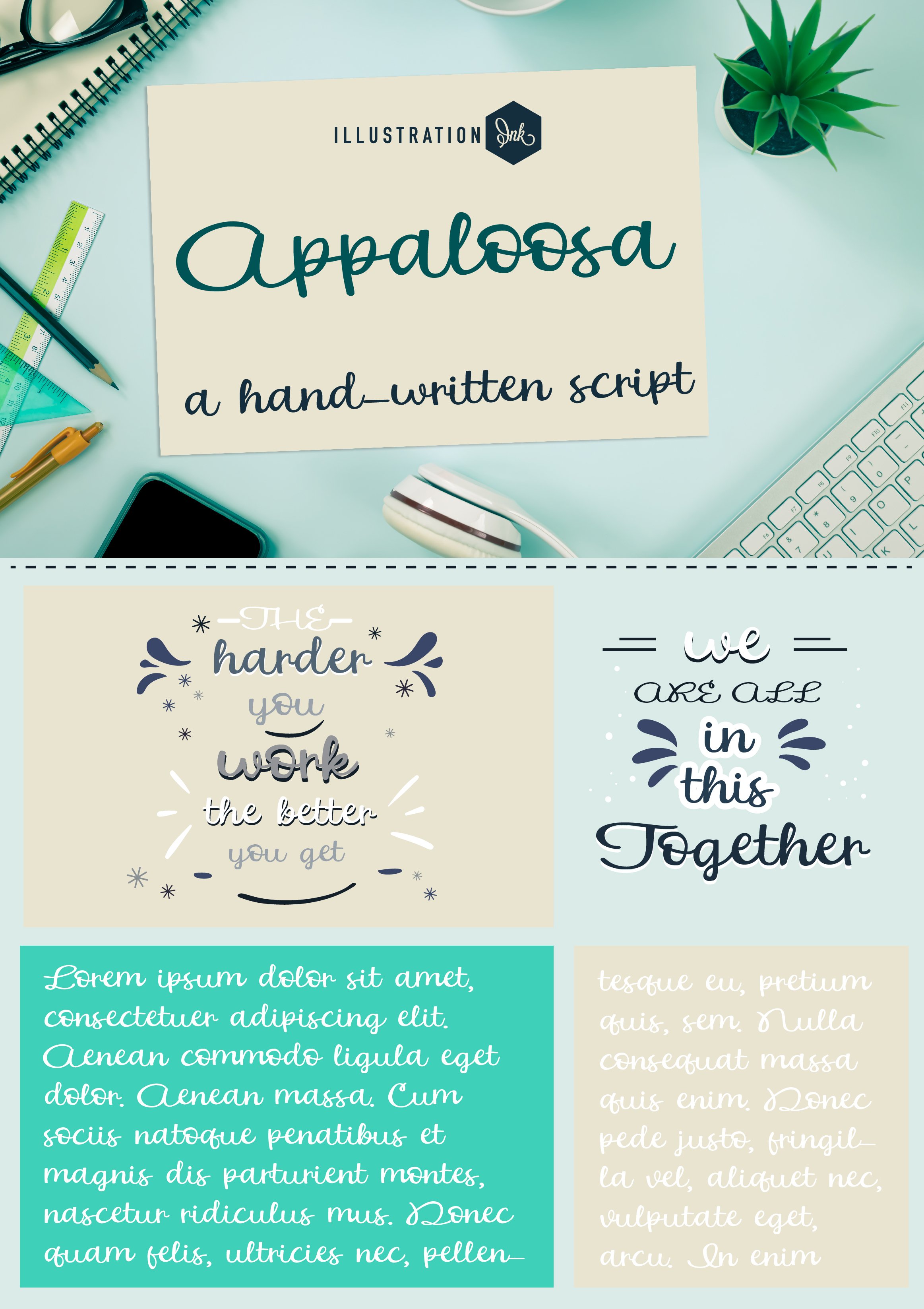 Hand-crafted, hand-written, script font