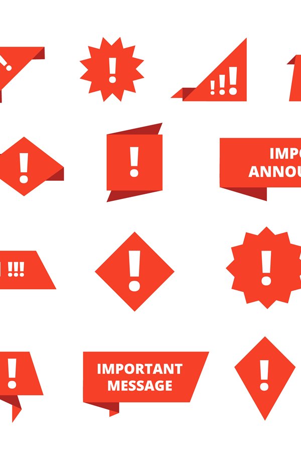 Important message banners. Text information, attention pleas