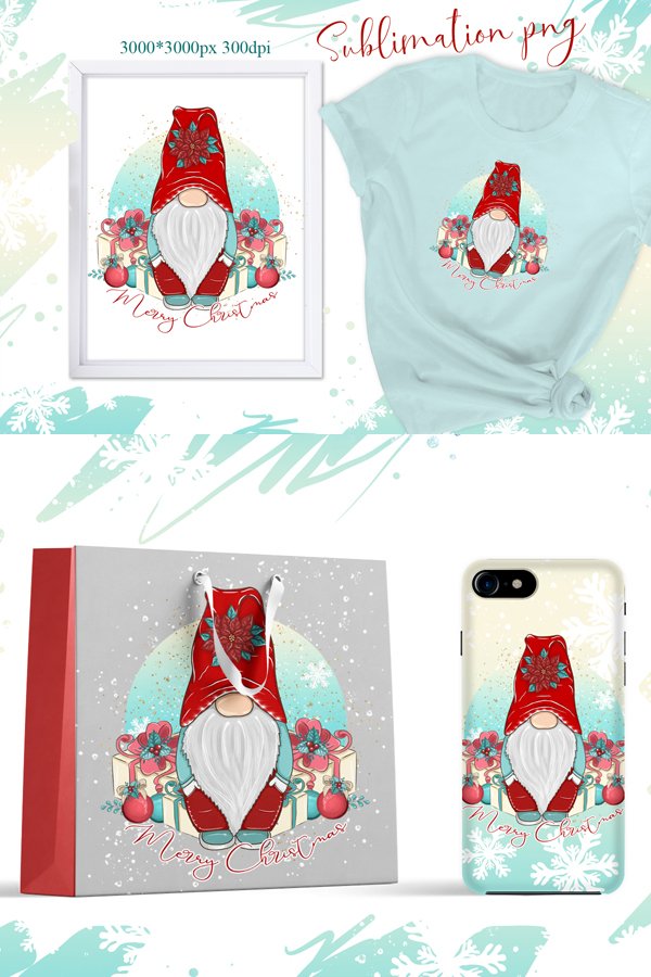 Merry Christmas Gnomes Sublimation Png (1600814)