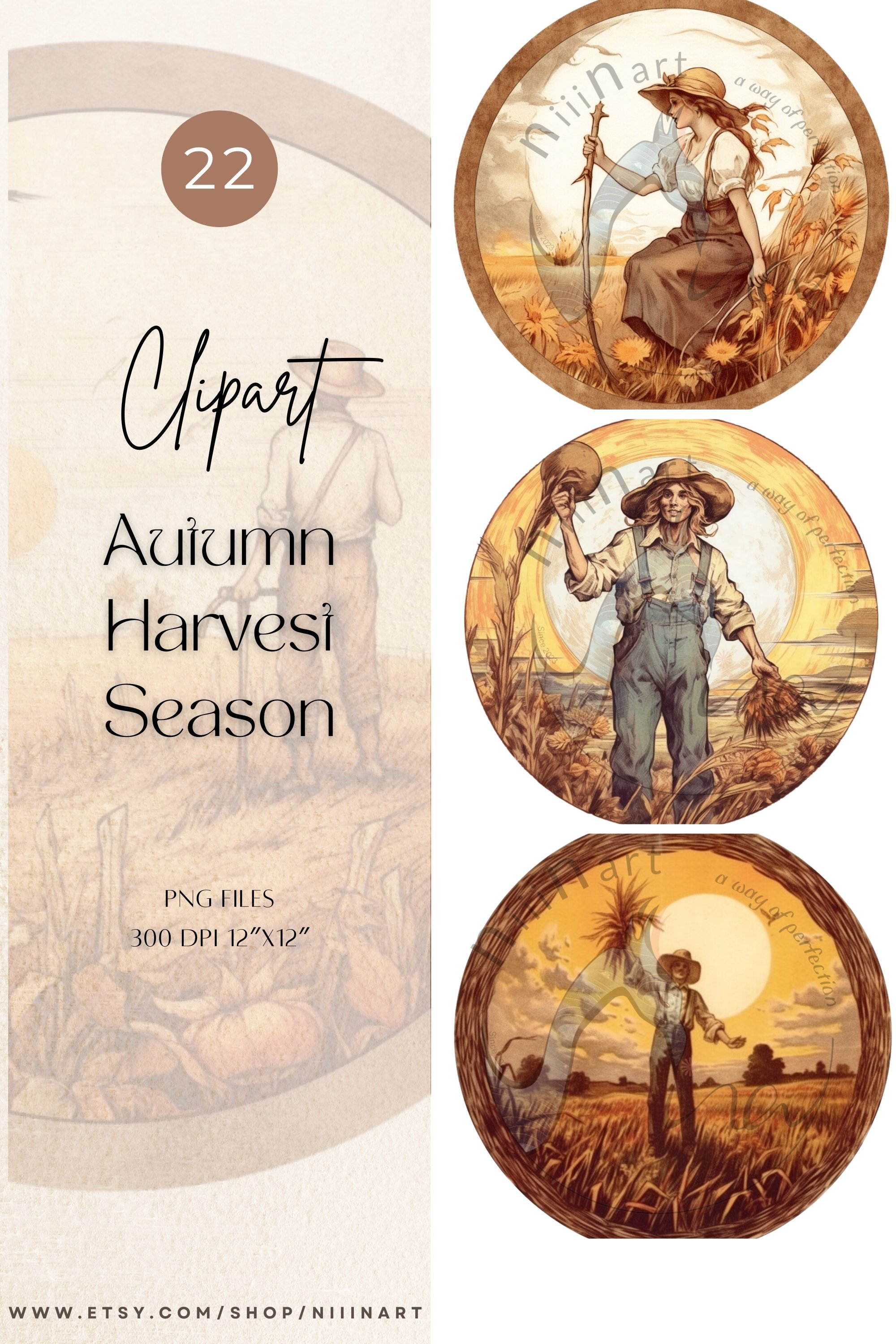 Autumn Harvest Clipart, Fall Farm Life PNG, Farmer Life PNG