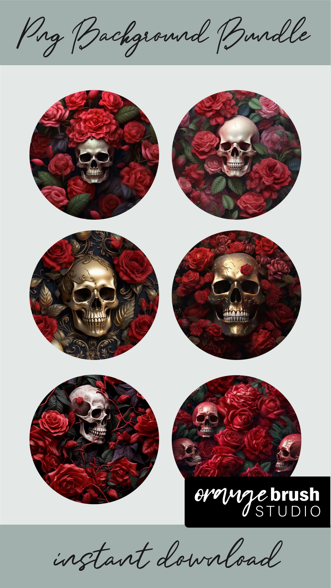 3D Skull Round Sublimation Bundle | Halloween Round PNG