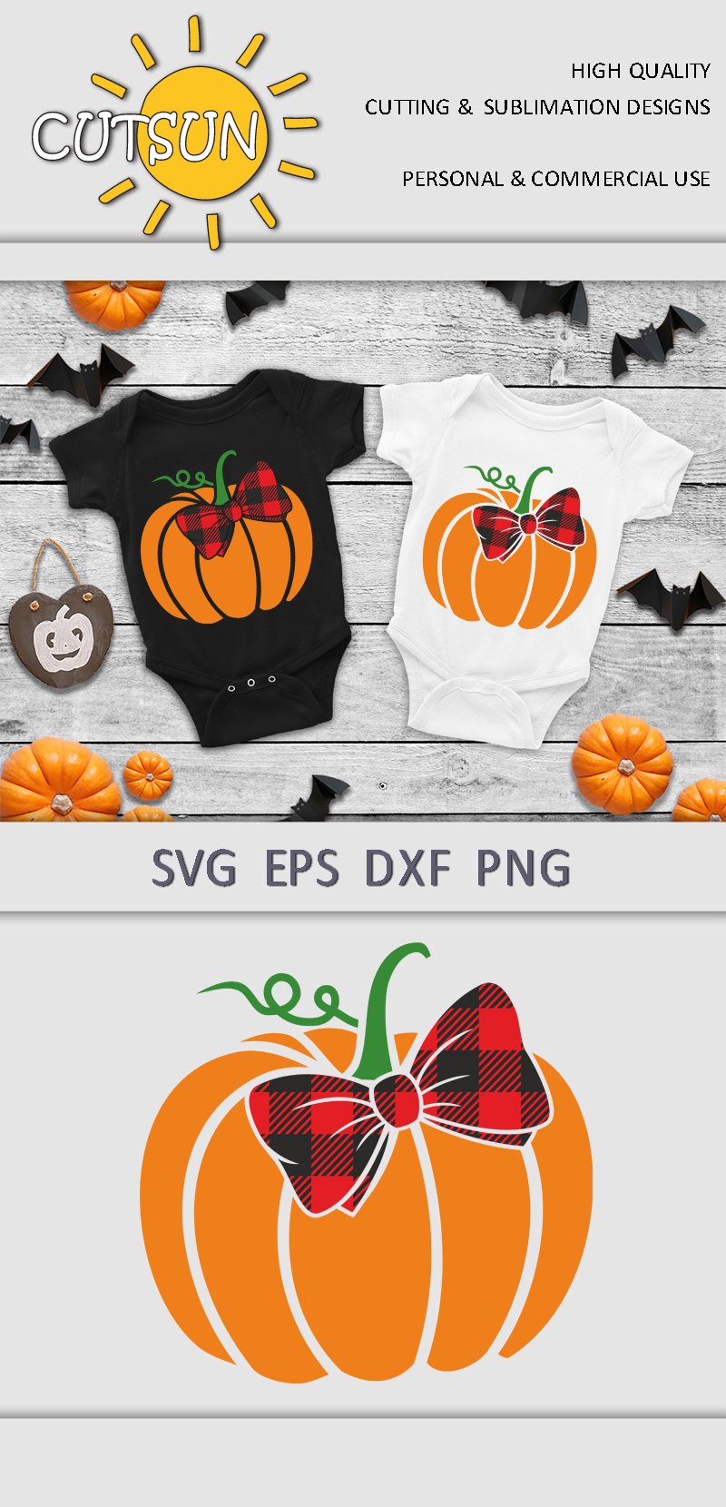 Fall SVG | Pumpkin with a Plaid Bow SVG | Pumpkin SVG