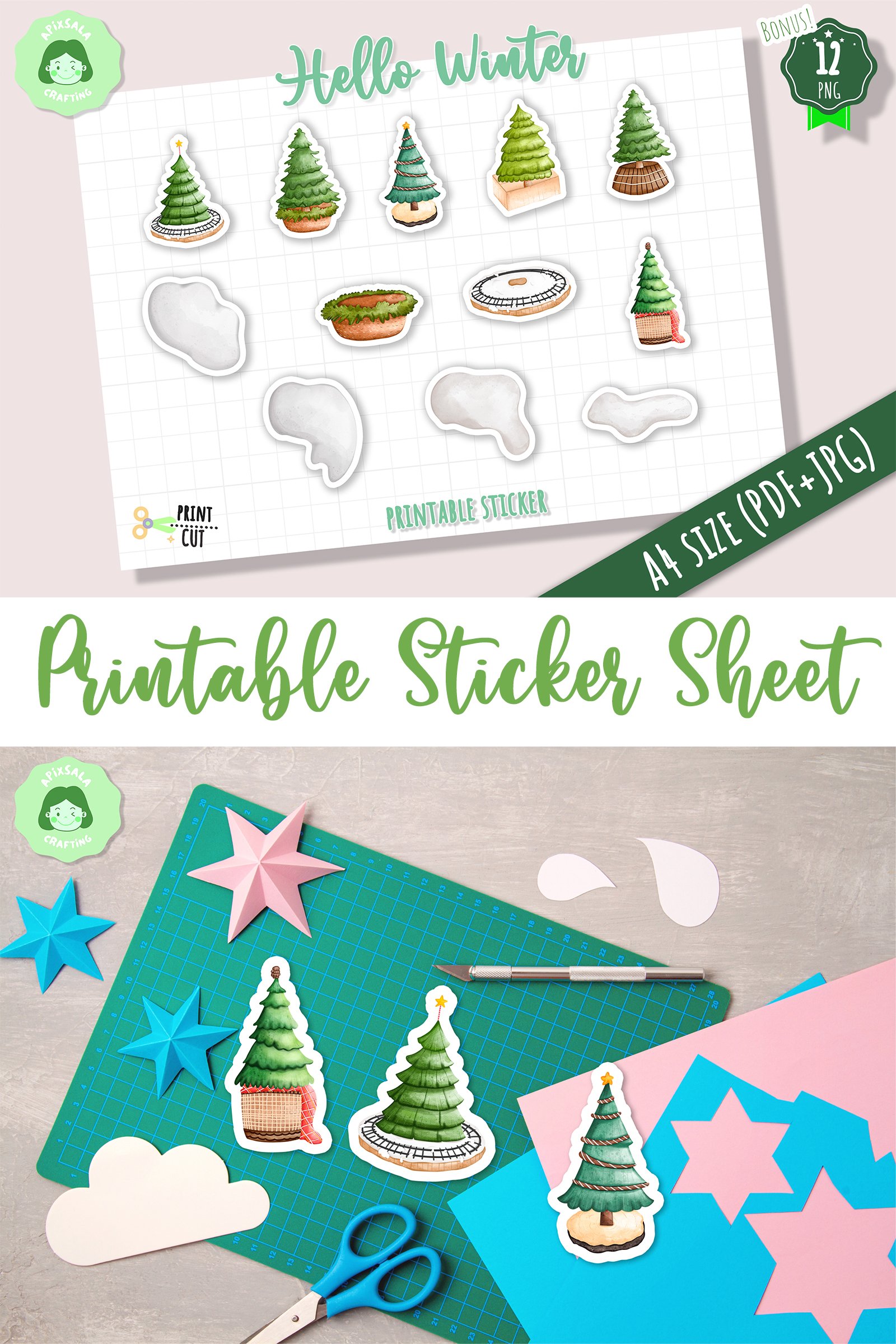 Christmas Tree Printable Sticker Sheet | Christmas (2200043)