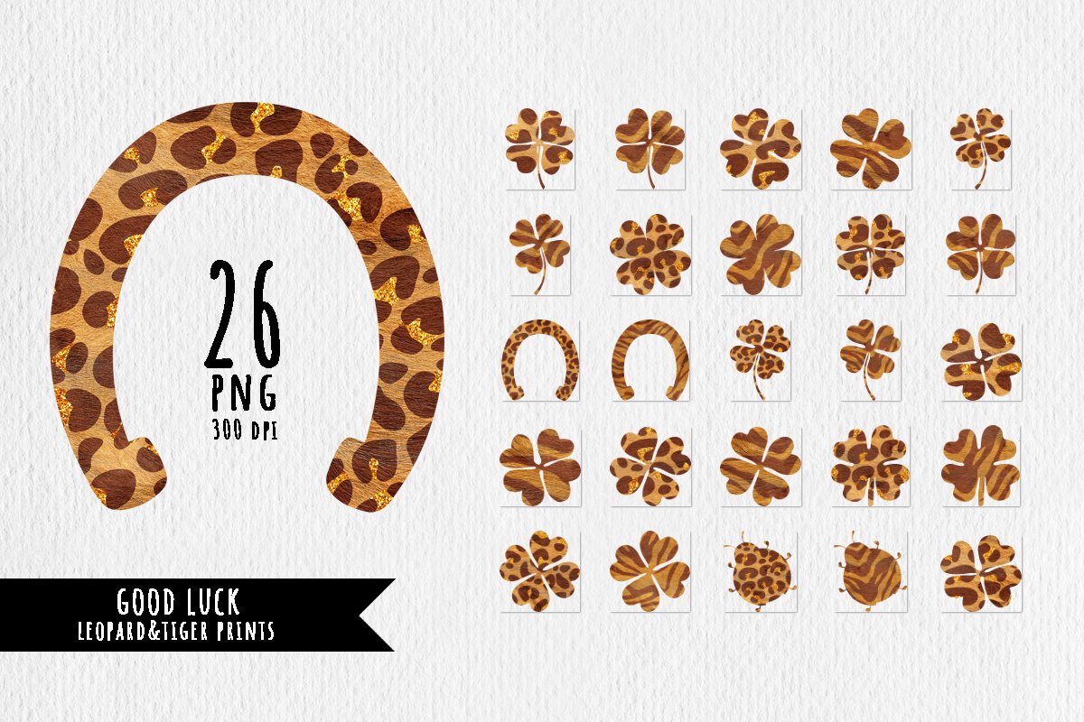 Good luck symbols with furry animal prints