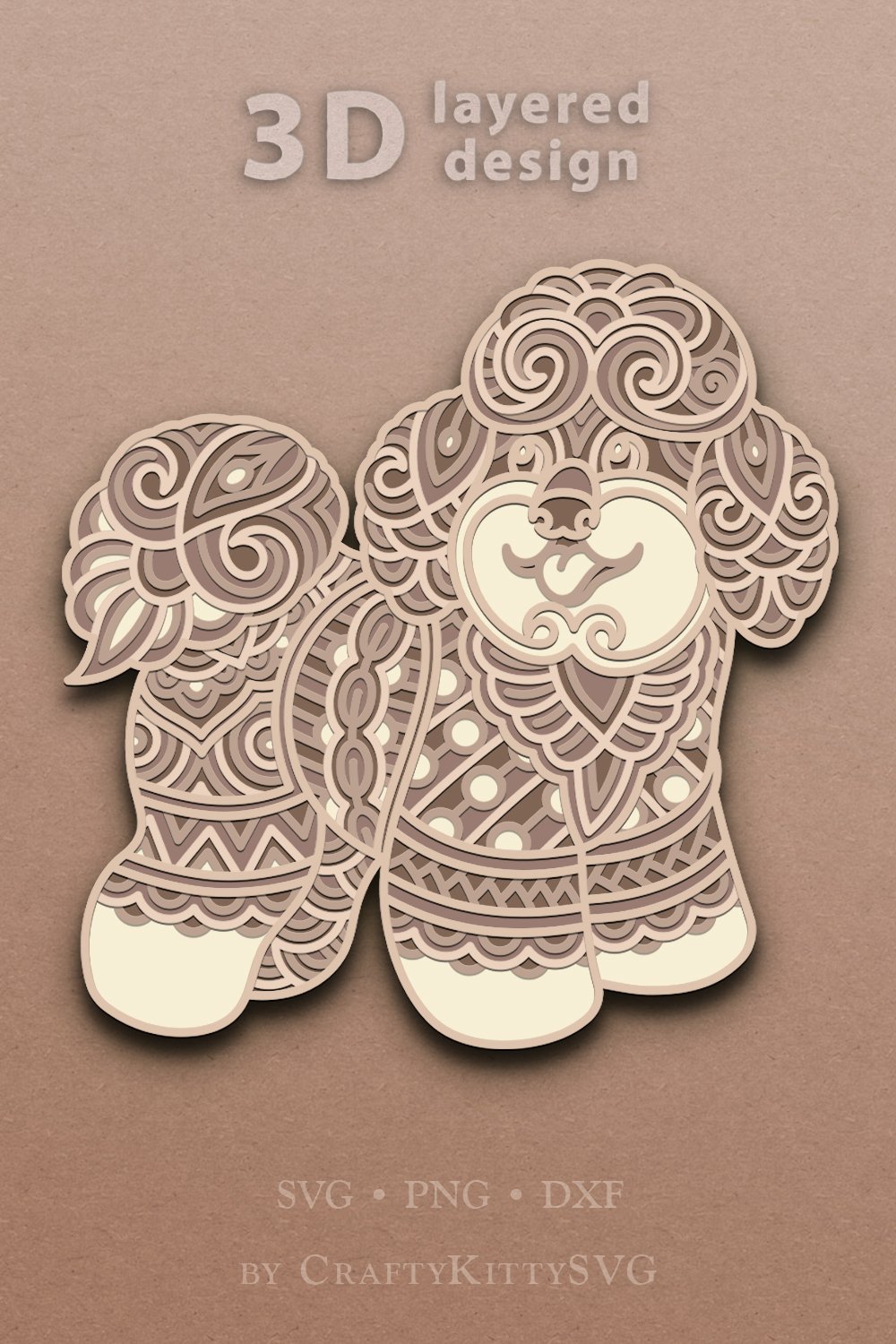 Bichon Frise Mandala Dog, 3D Layered Dog, 3D Papercut Dog