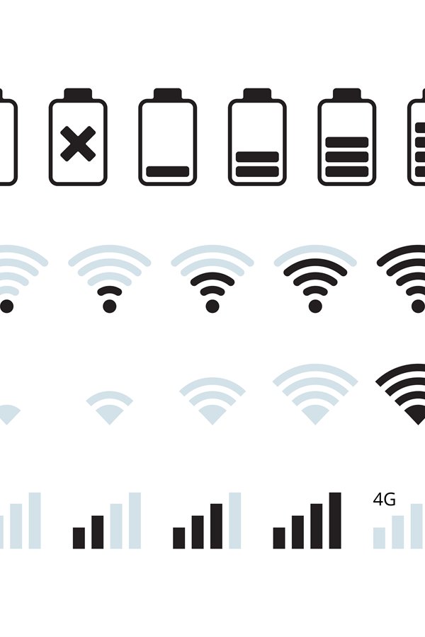 Phone interface bar. Mobile network wifi 5g signal battery s