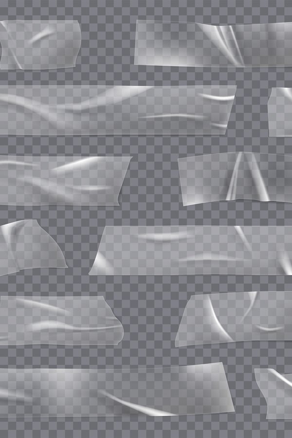 Transparent sticky tape. Adhesives crumpled realistic bandag