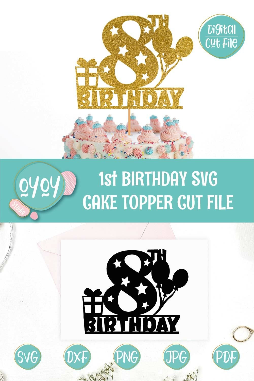 8th Birthday Cake Topper SVG | Eighth Birthday Number SVG