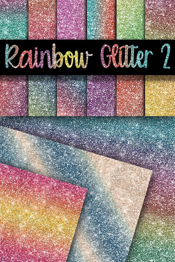 Rainbow Glitter Digital Paper Textures 2