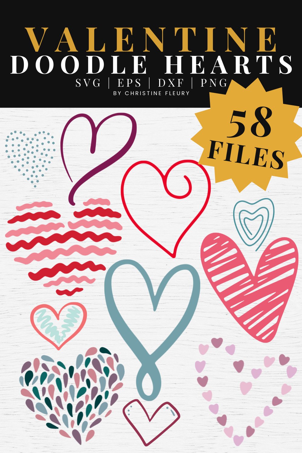 Valentines Day Heart Doodle SVG Bundle