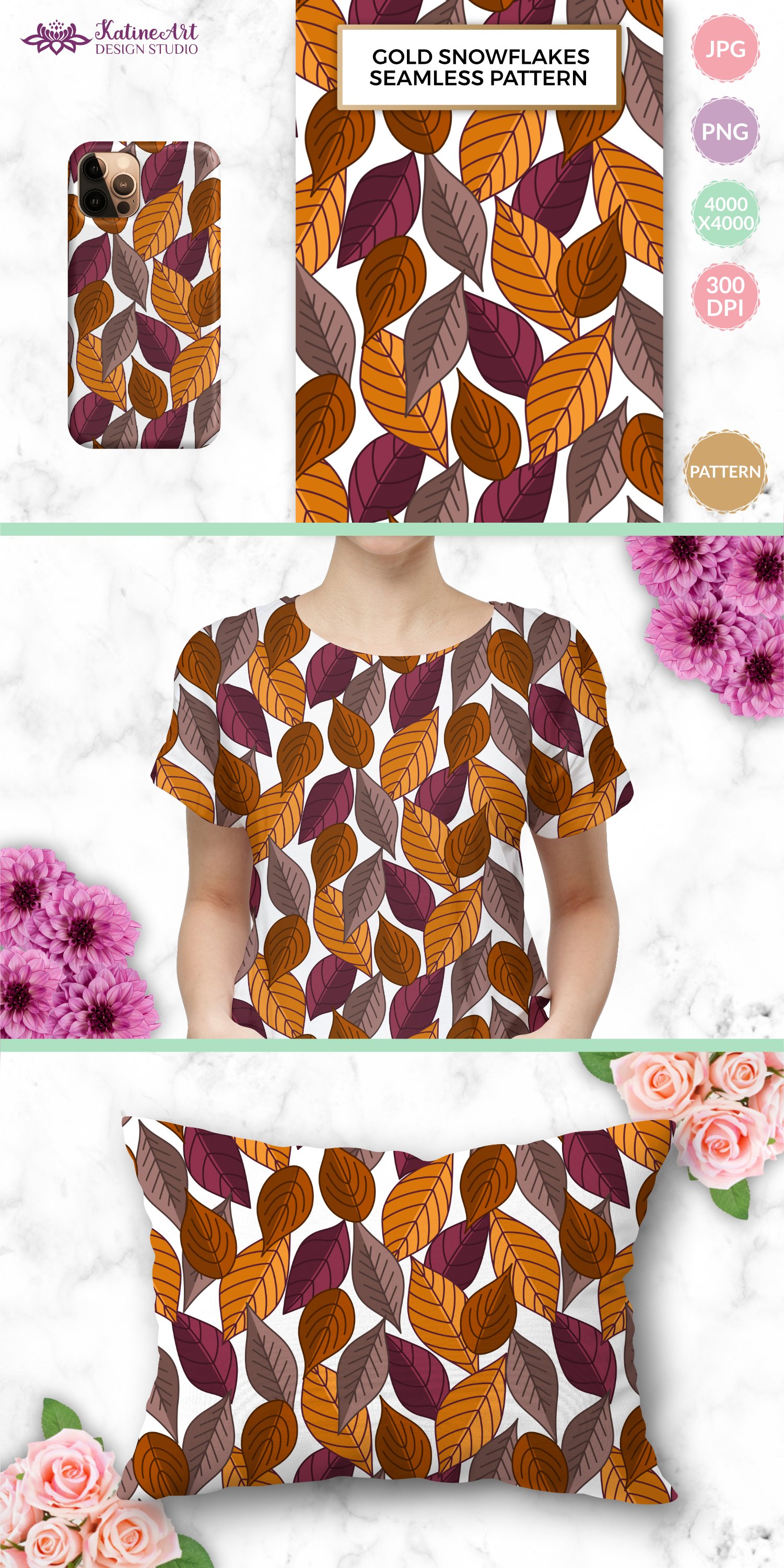 Fall leaves seamless pattern. Autumn digital paper