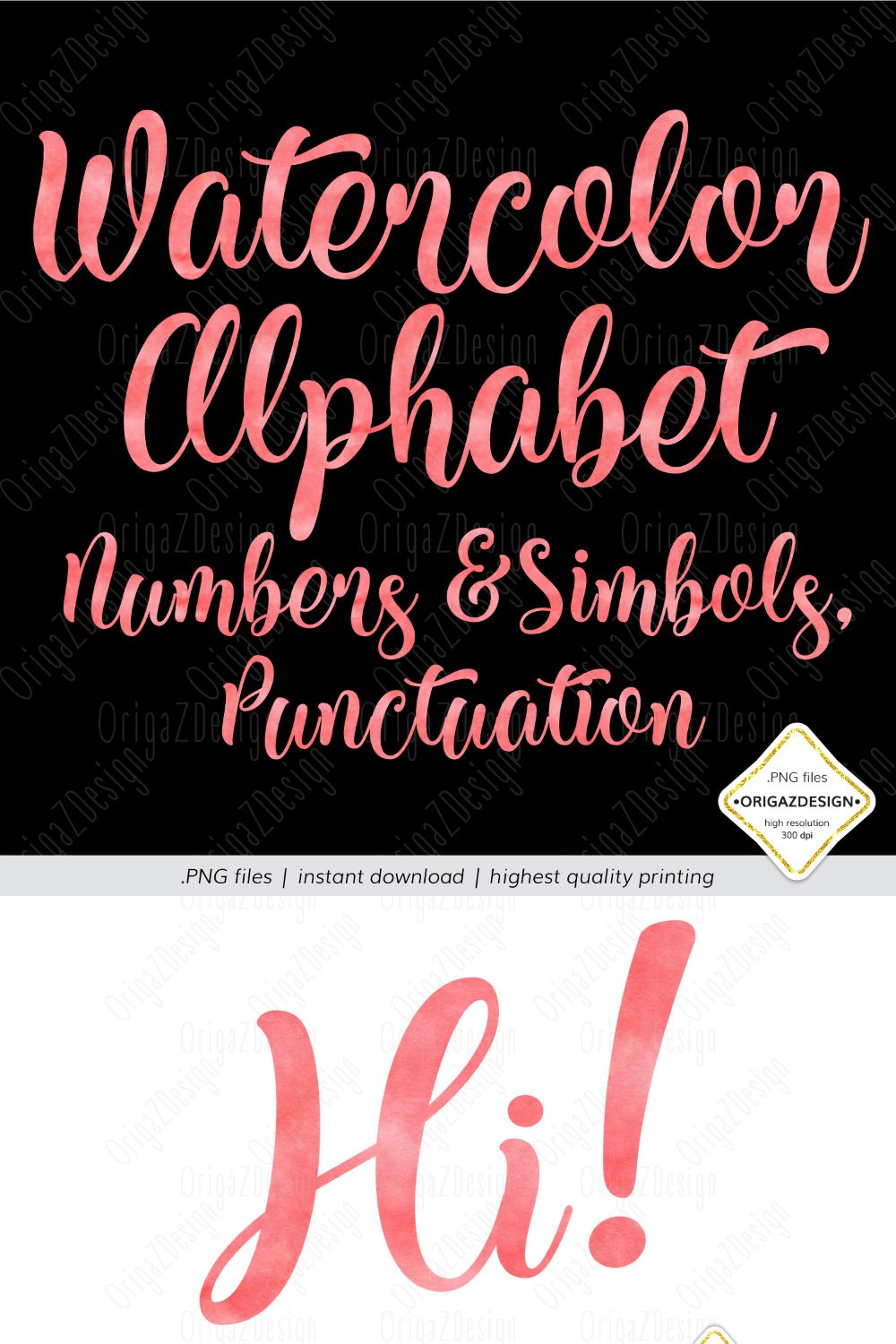 Red Alphabet Watercolor, Watercolor letters and numbers