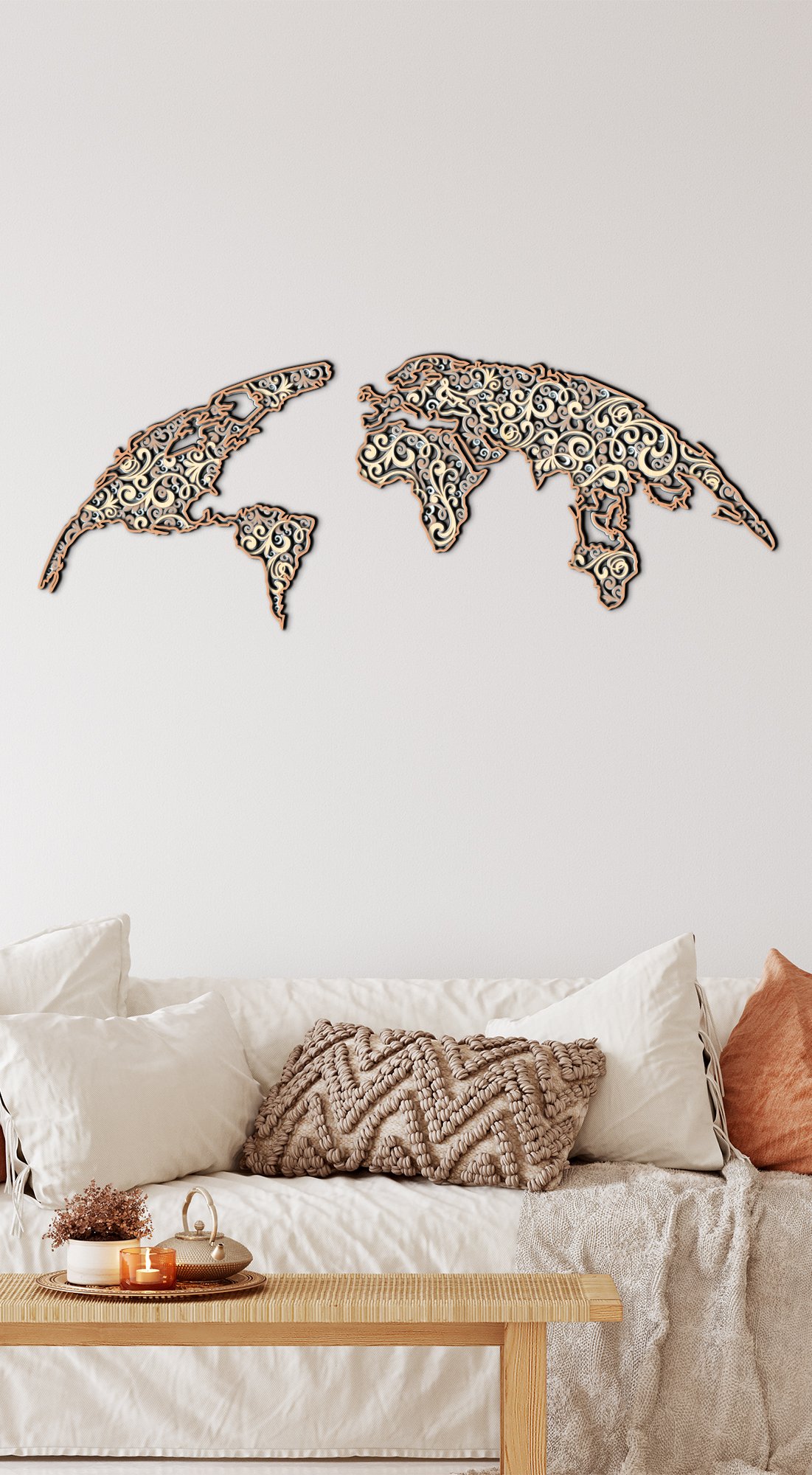 WORLD MAP Multilayer Laser Cut Files for Cut Wood, Cricut