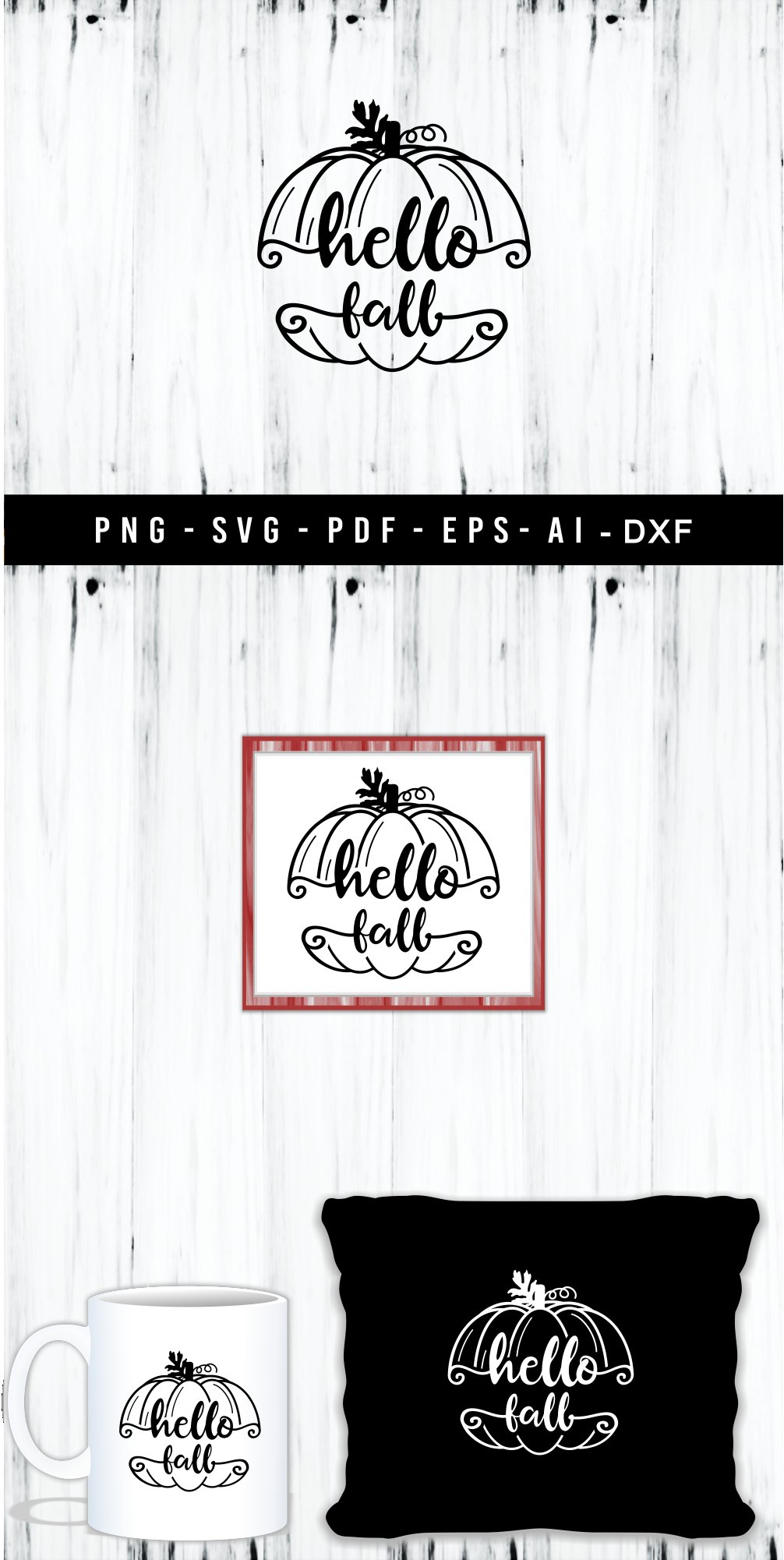 Hello Fall - Fall Round Sign SVG - Autumn SVG