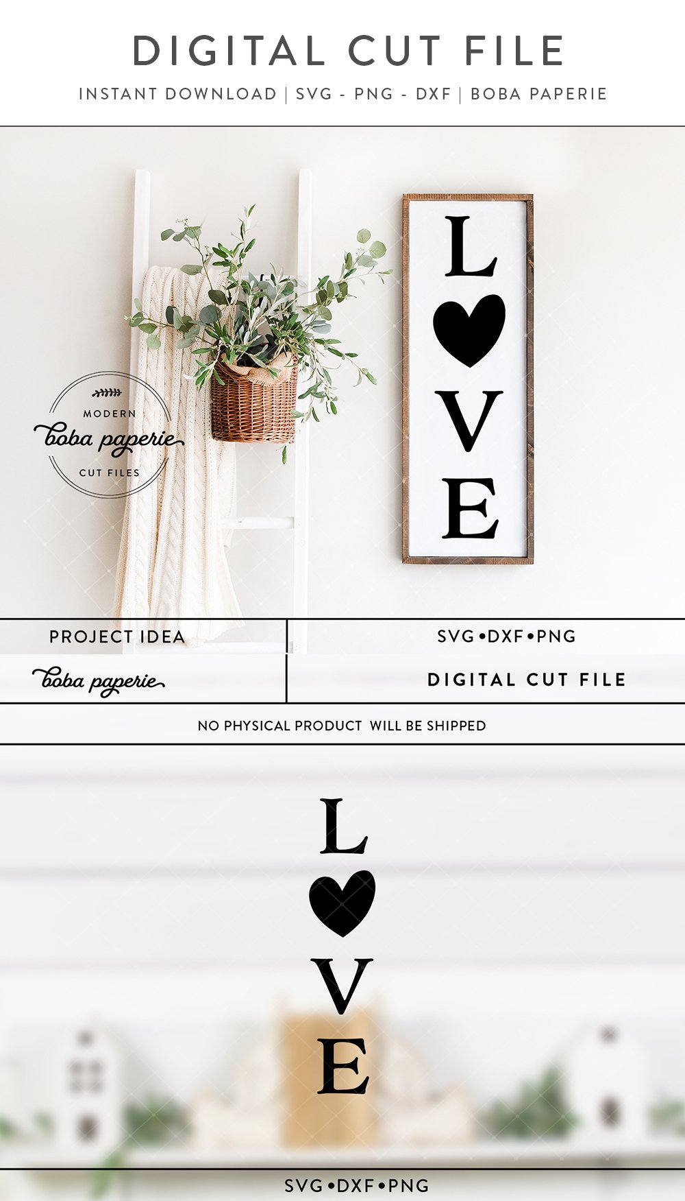 Vertical LOVE sign cut file | valentine's porch decor svg