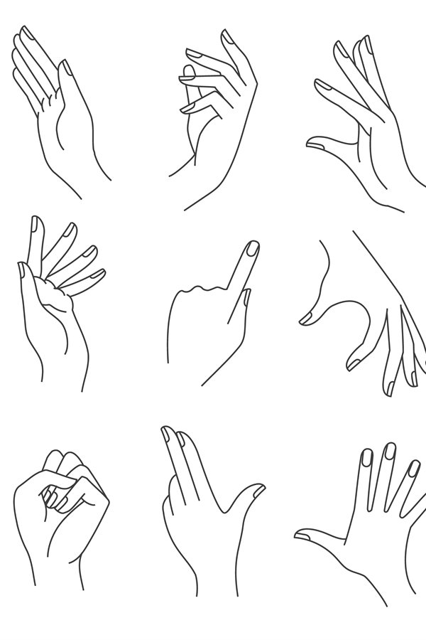 Line woman hands gestures