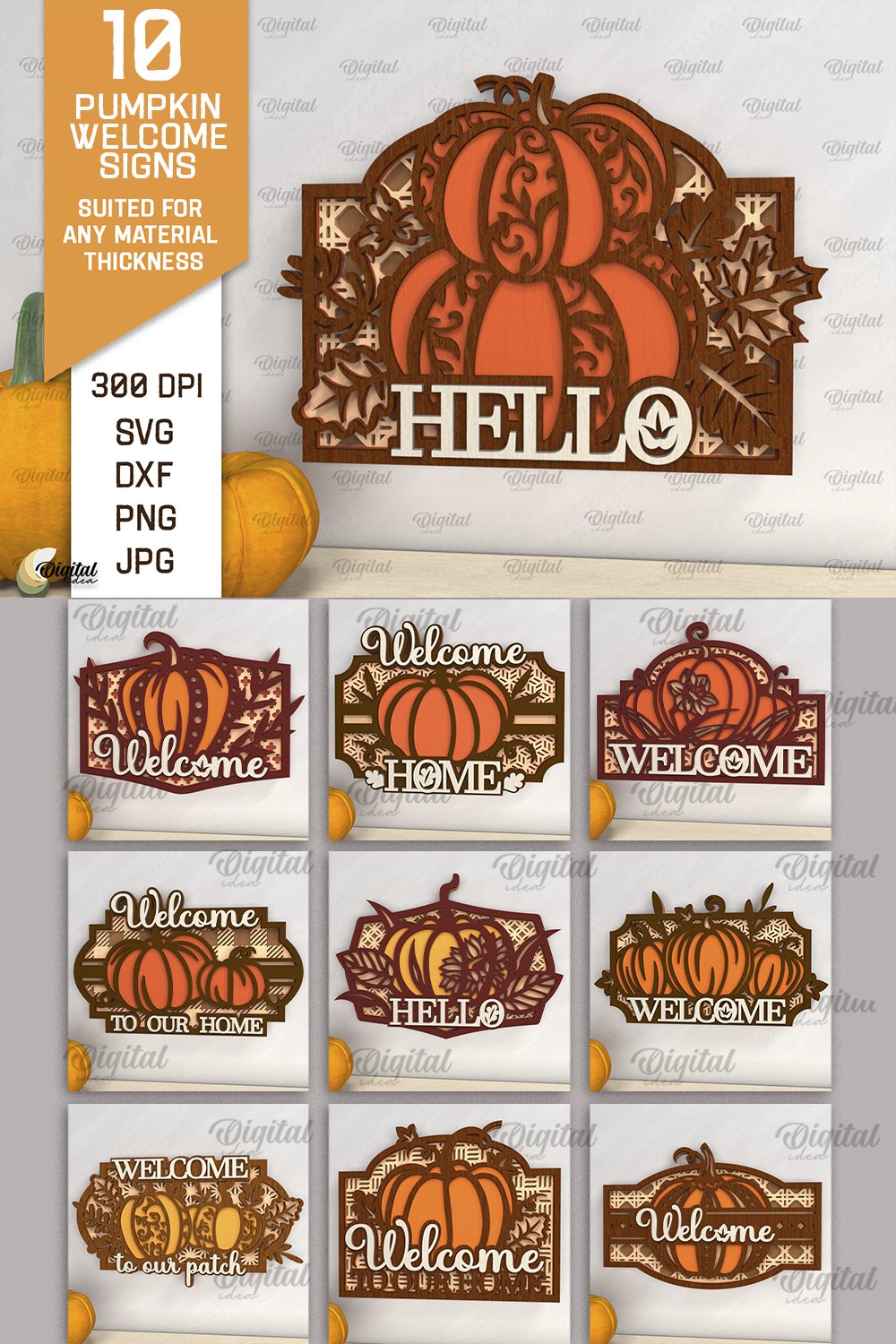 Pumpkin Welcome Signs Laser Cut Bundle. Fall Pumpkins SVG