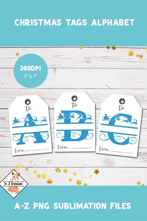 Christmas Monogram Alphabet Tags | Holiday Clipart