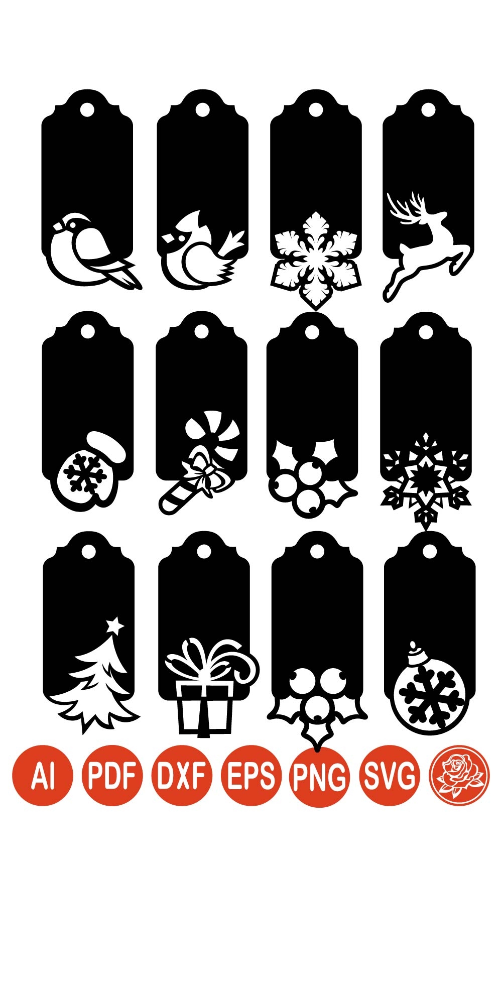 Christmas Gift Tags SVG - Holiday Gift Tag Cut Files