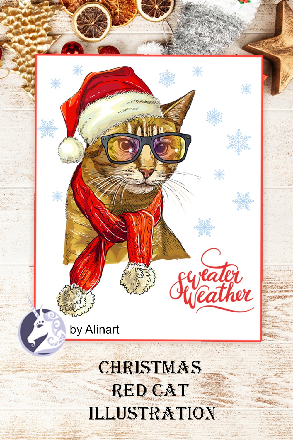 Christmas Red Cat illustration
