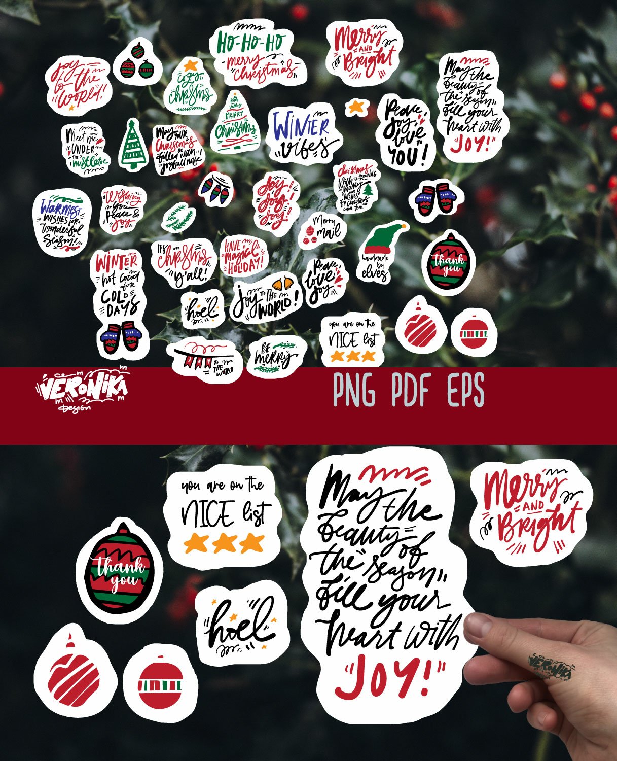 Christmas stickers MEGA BUNDLE, 34 elements