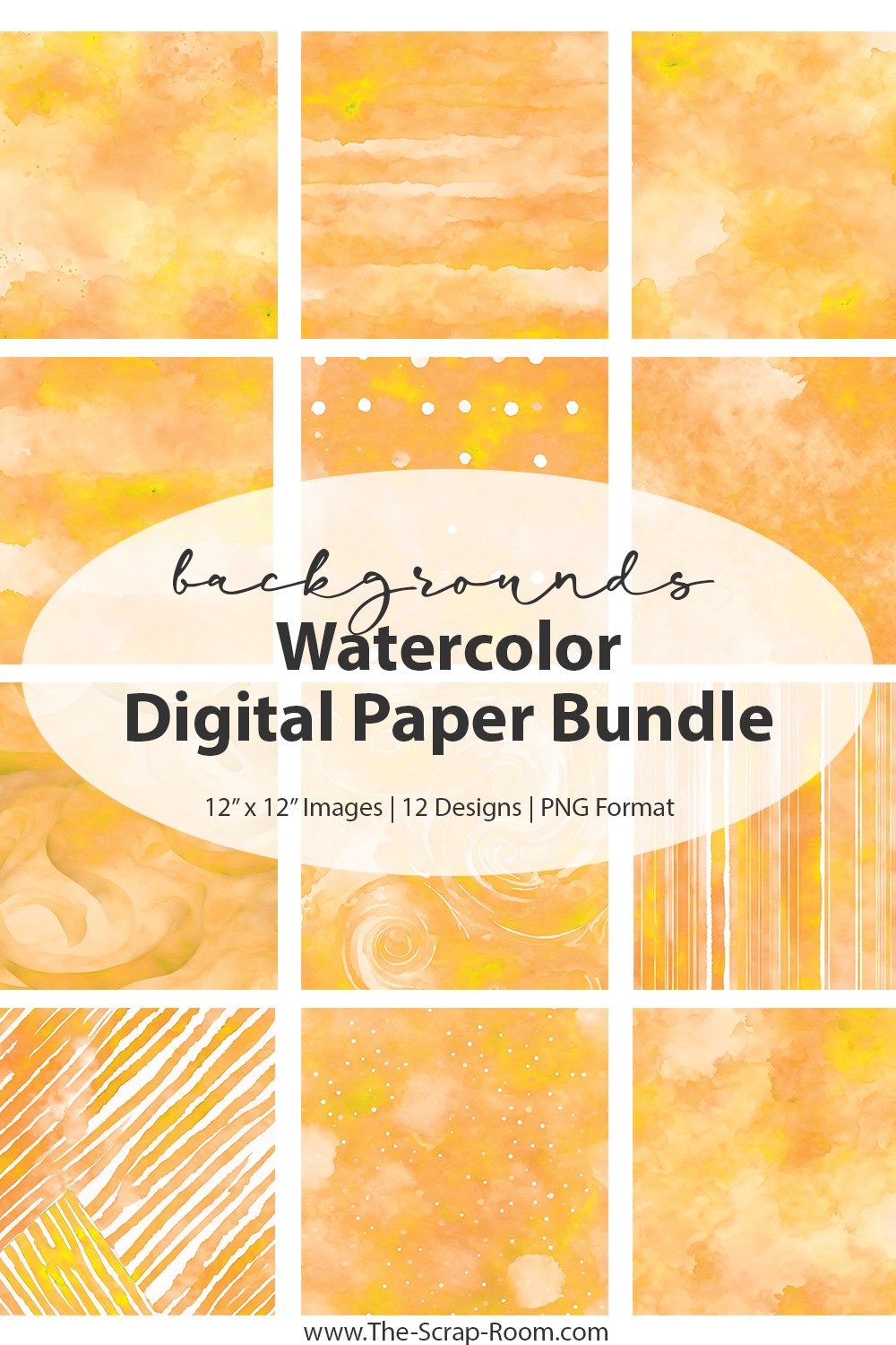 Digital Paper, printable paper bundle: yellow