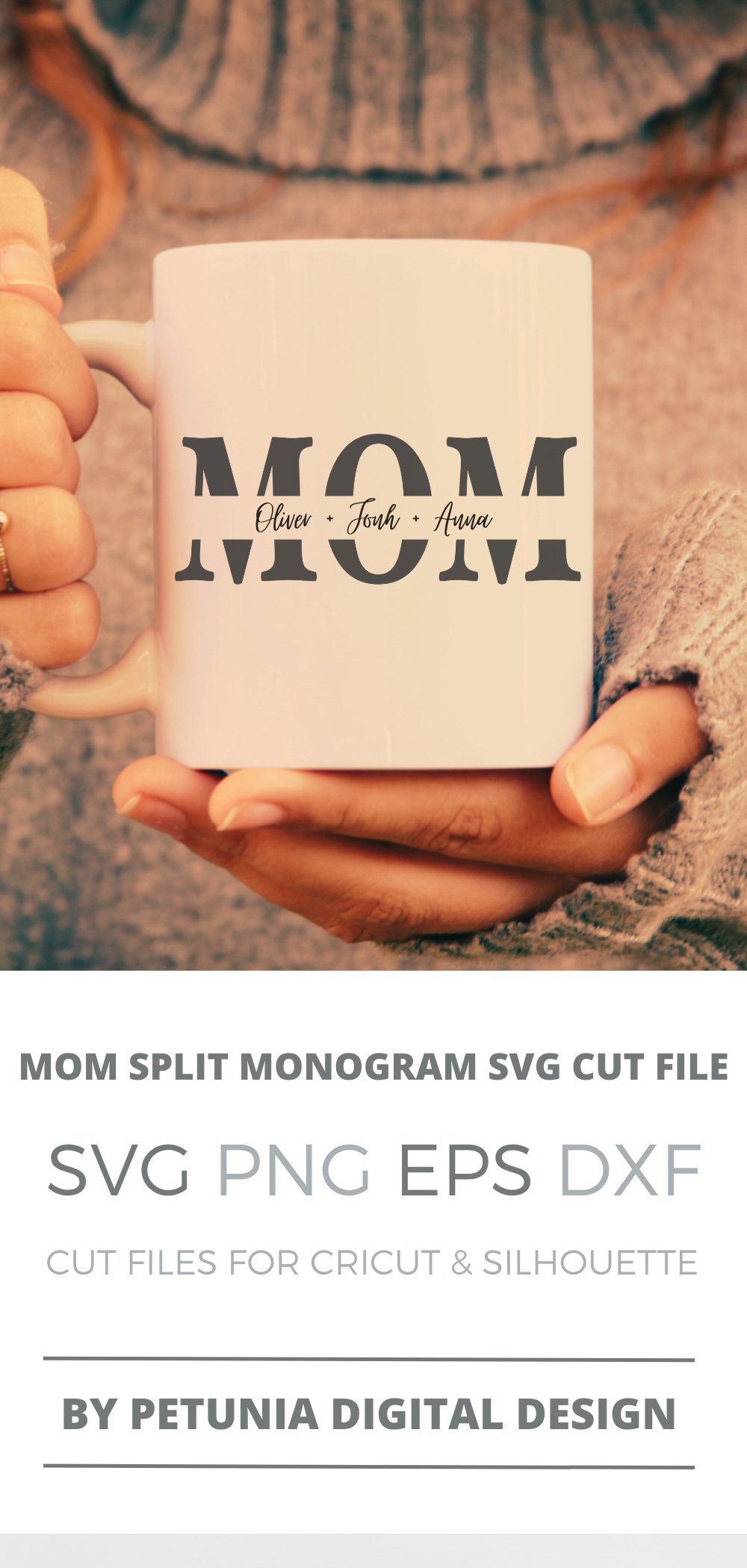 Mom Split Name Monogram Letters Svg