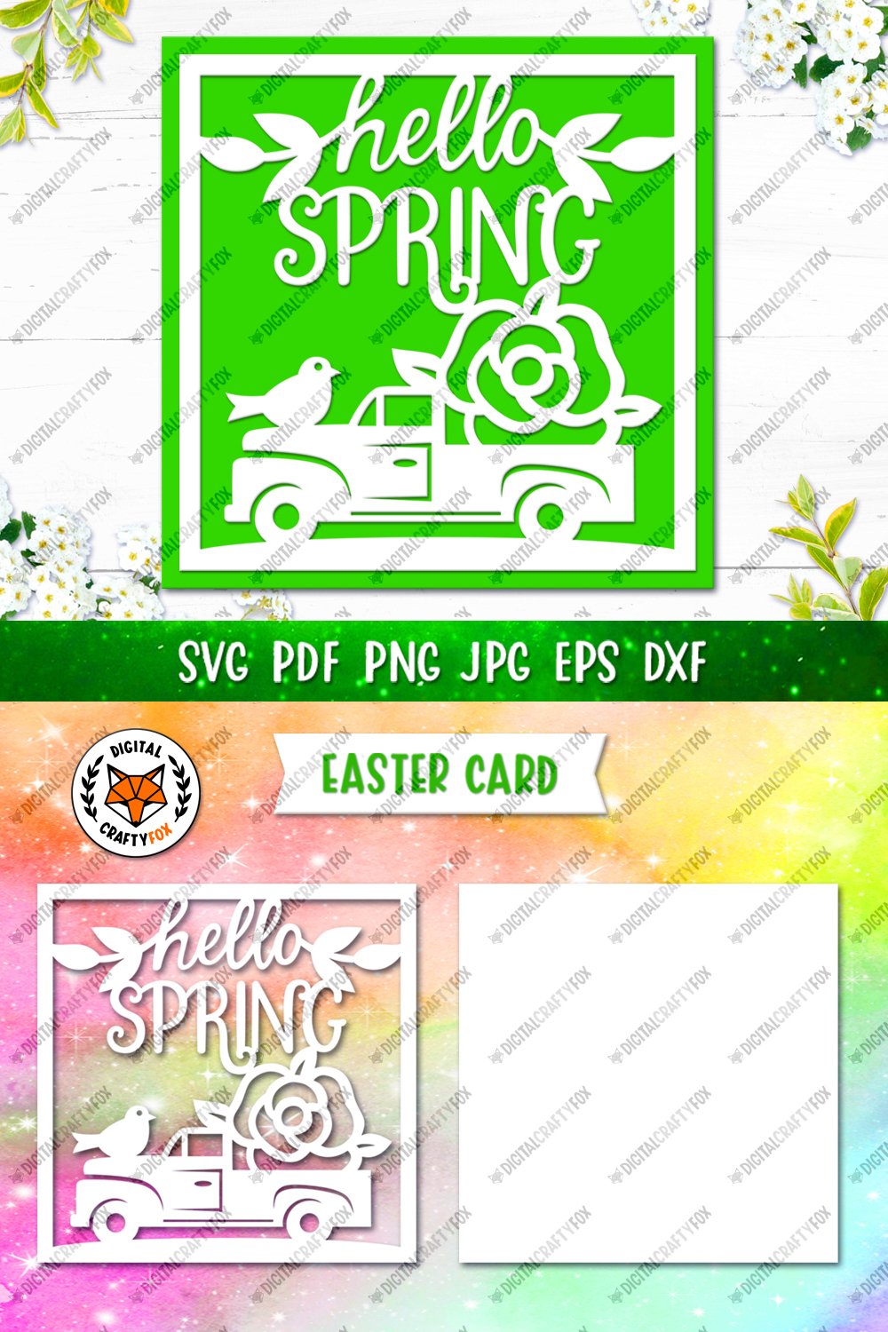 Easter Card Paper Cut, Hello Spring Card DIY