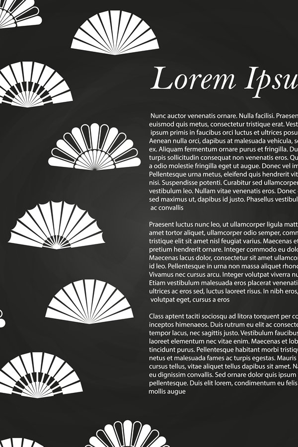 White fans poster design. Blackboard banner with vector fans