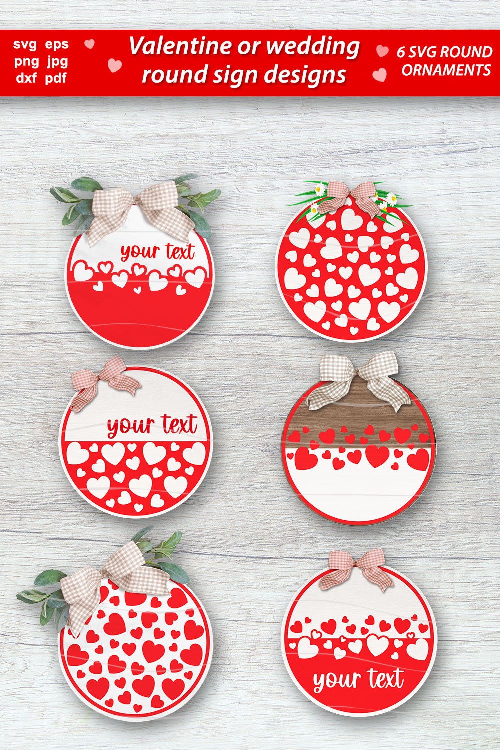 Wedding sign svg bundle, Valentines day round love ornaments