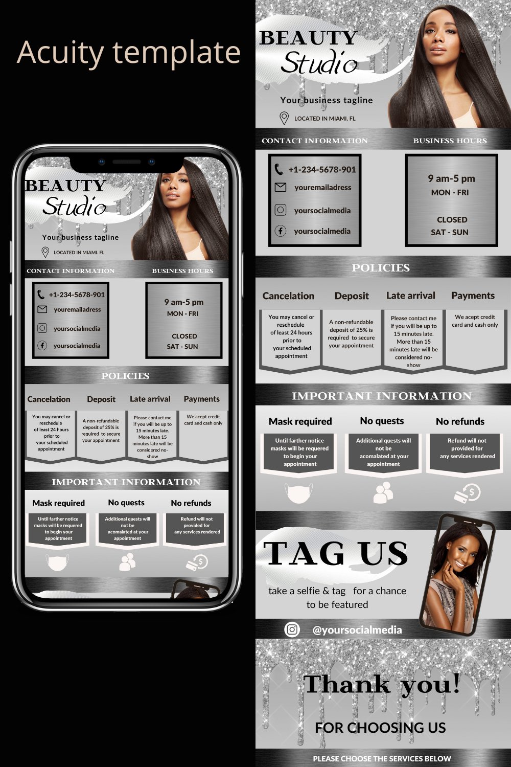 Acuity scheduling design Grey, Acuity template