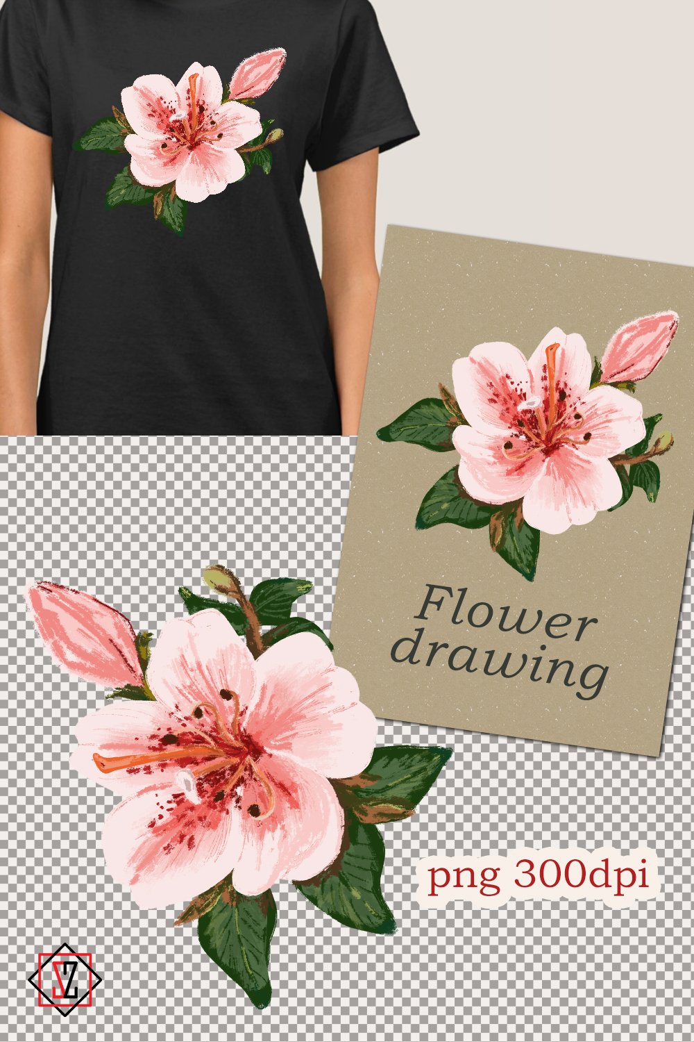 Azalea flower. PNG. Drawing