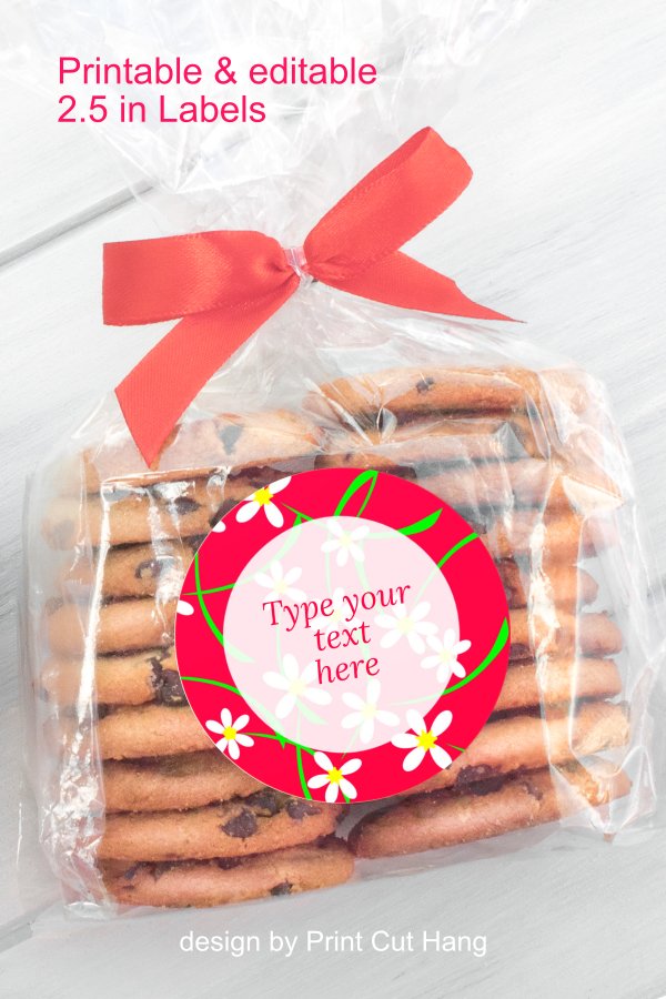 Flower Labels Round and Square 2.5 in Editable PDF Word Docx