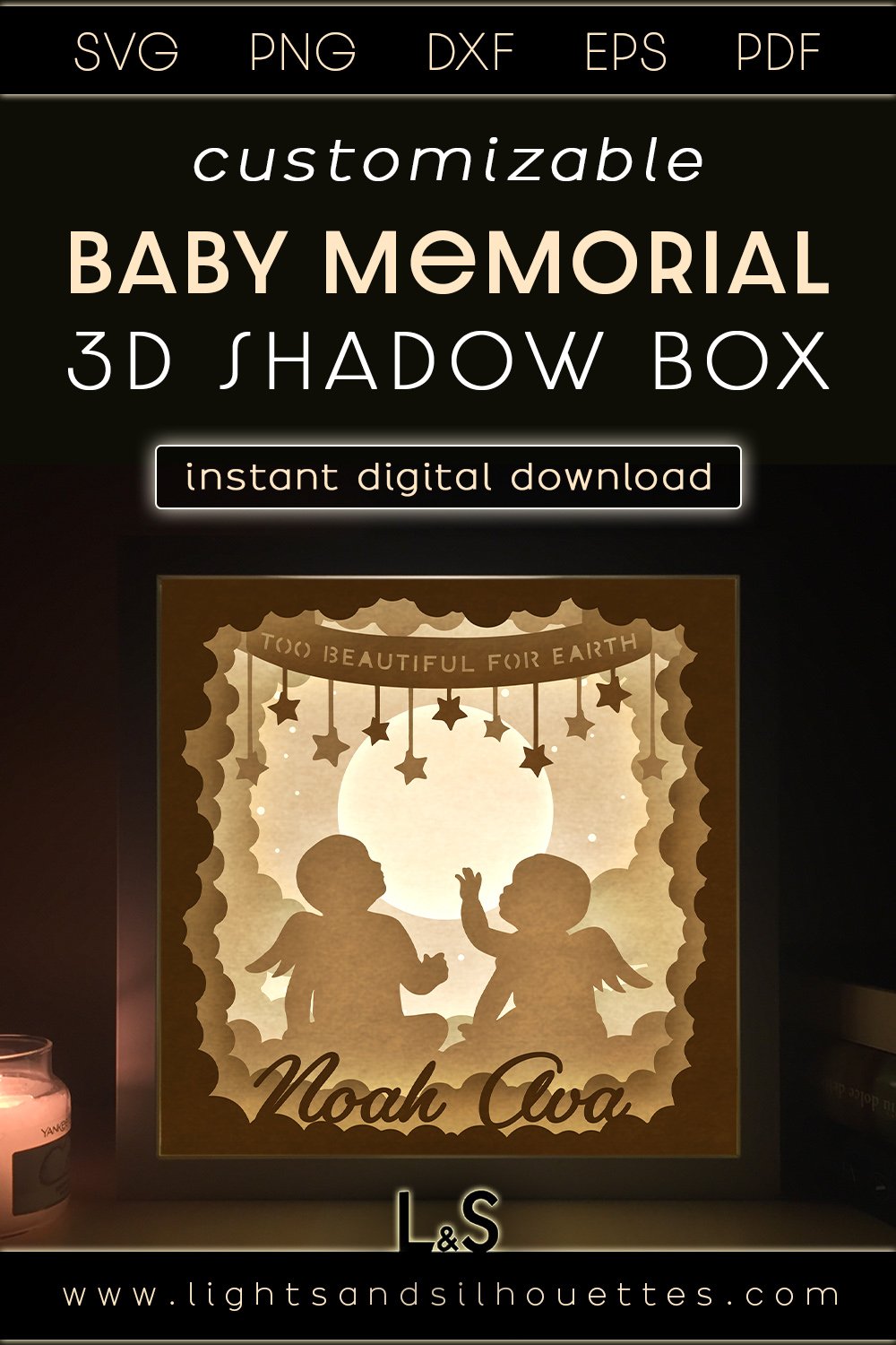 Personalized Baby Memorial Shadow Box | Lightbox Svg