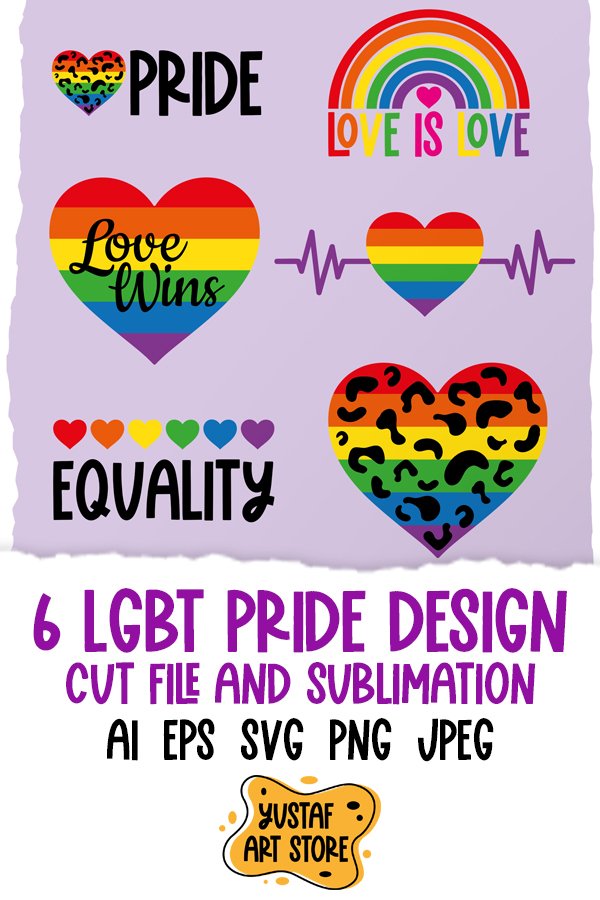 6 lgbt design bundle for cutting machines and sublimation