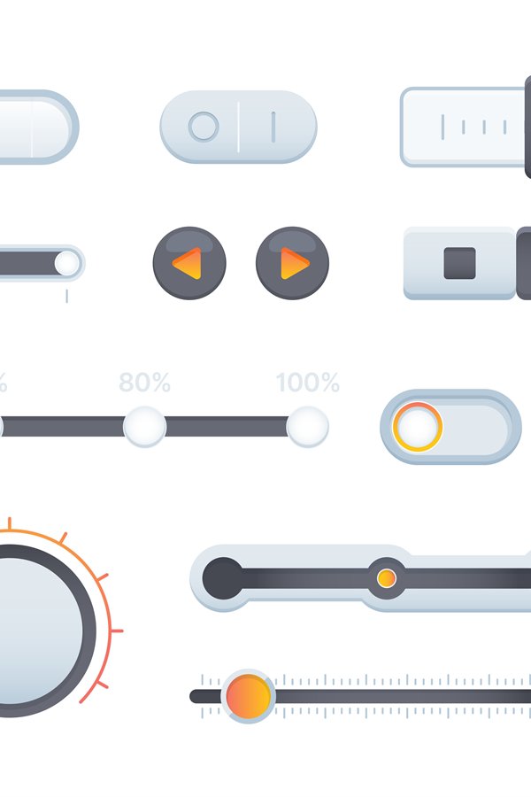 Sliders. Volume progressive bar controls scrolling ui online