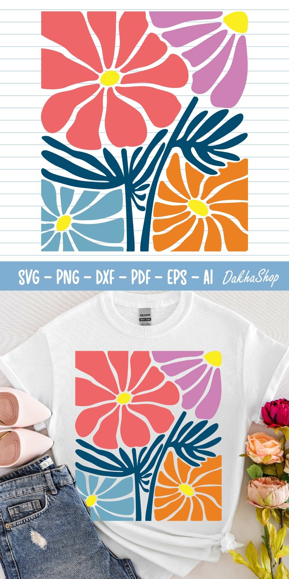 Boho Flower SVG PNG Abstract Flowers SVG Reto Boho (4847417)