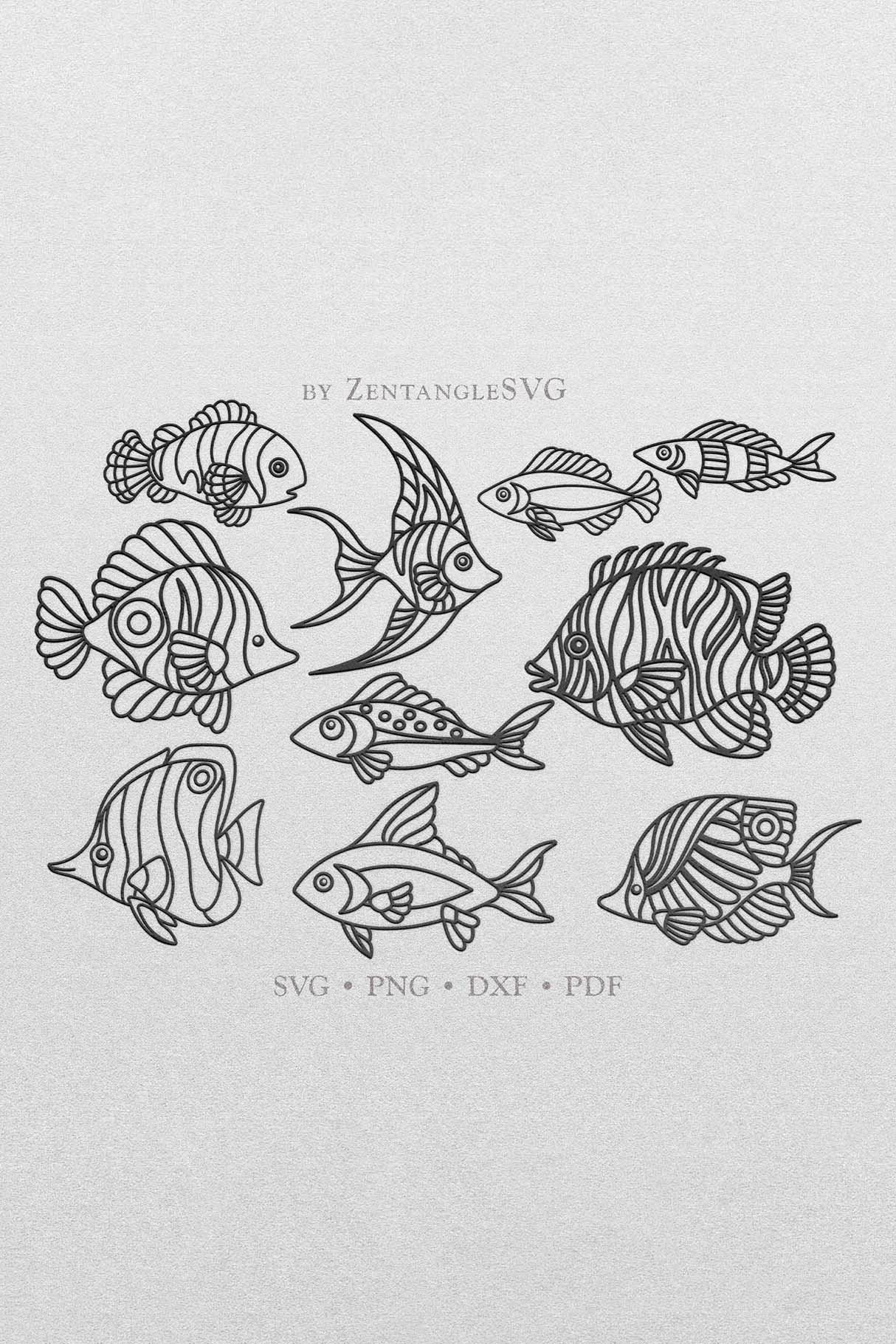Sea Life bundle, Fish SVG DXF cut files, Mandala (1714888)